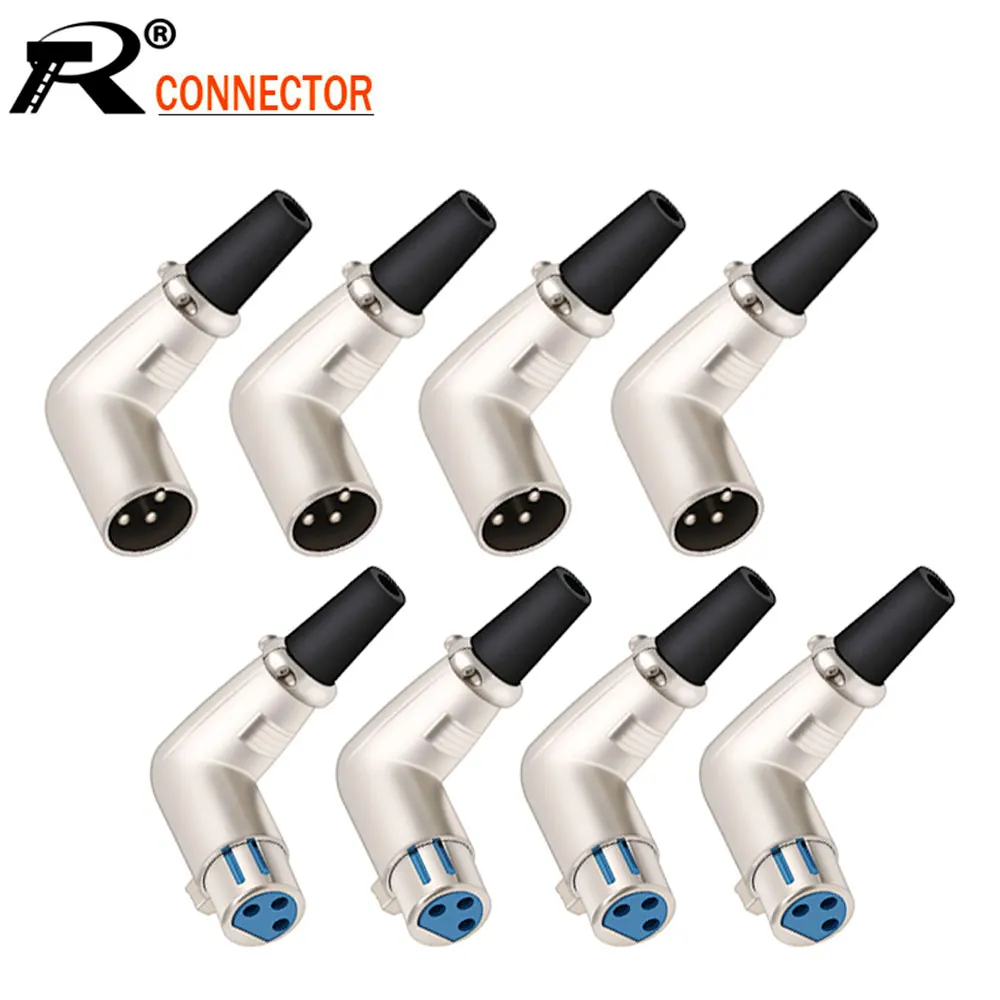 4pcs/lot 3 Pin XLR Right Angle Connector XLR Male Plug Microphone MIC ...