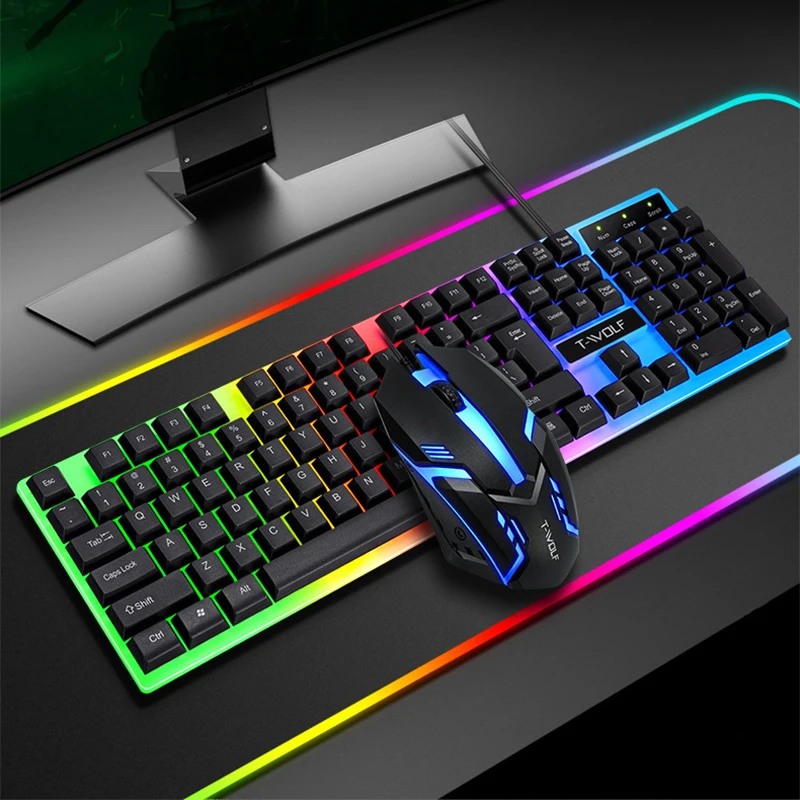 Gamer Keyboard And Mouse Pc Gaming Keyboard Rgb Backlit Keyboard Rubber ...