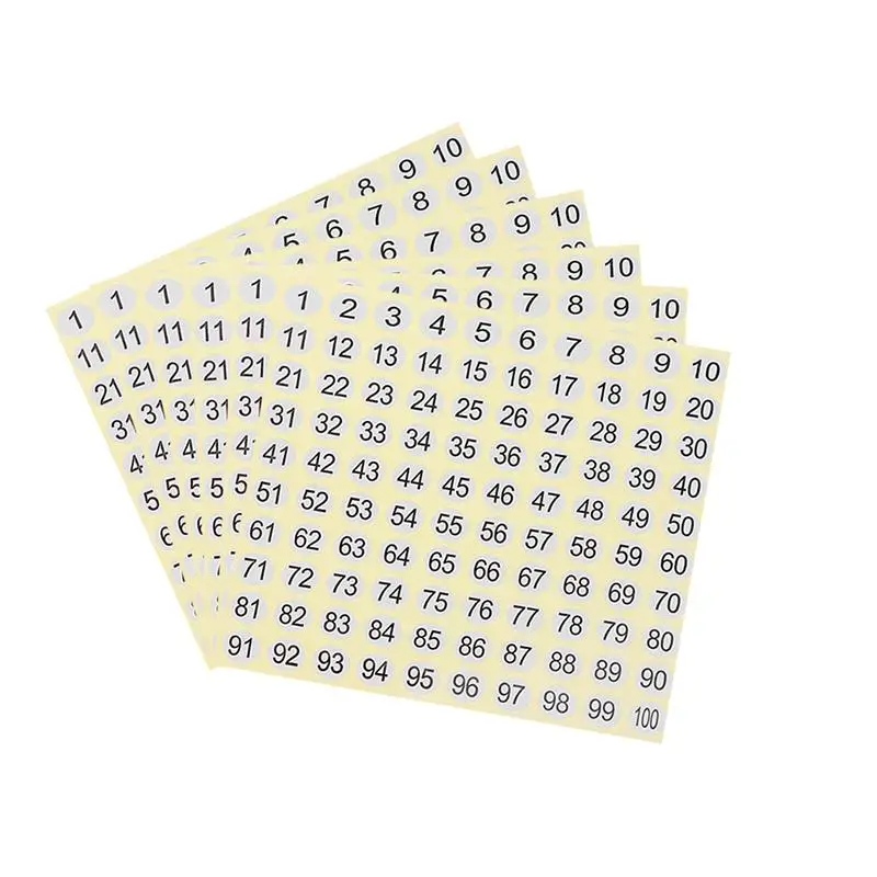 15-Sheets-Round-Sticker-Self-adhesive-Label-Paper-Number-Stickers ...
