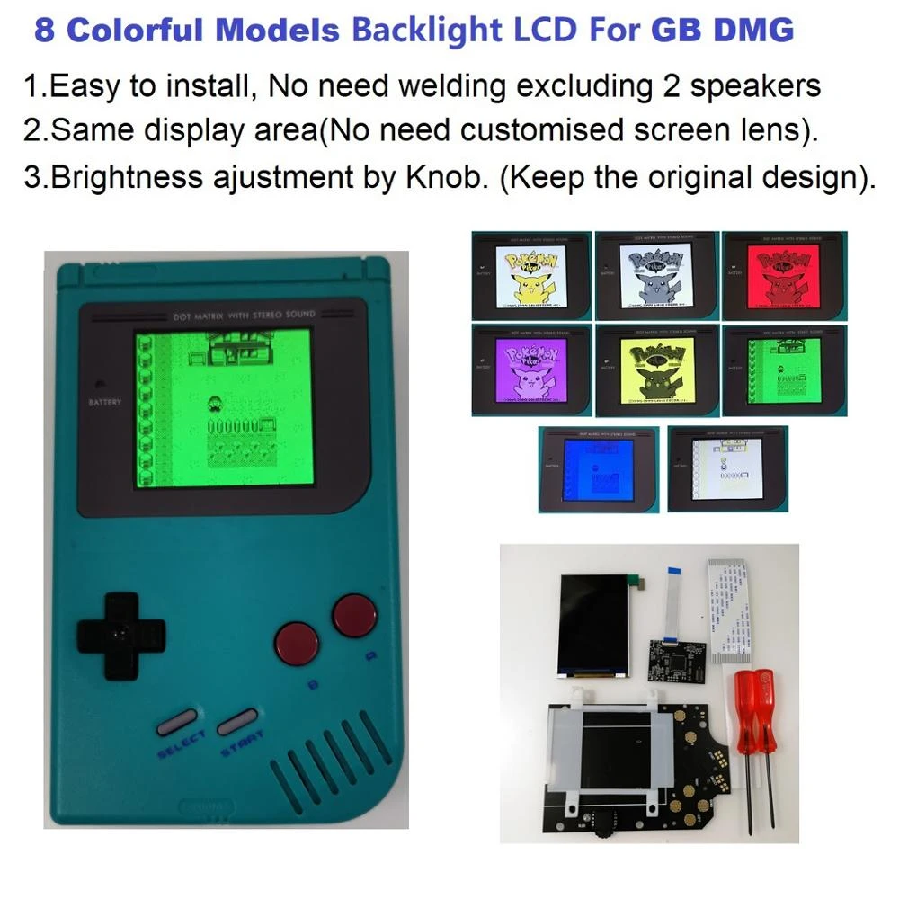 For Gb Dmg Classic 4 Pixels In 1 Full Viewing Lcd Screen Backlight Kit ...