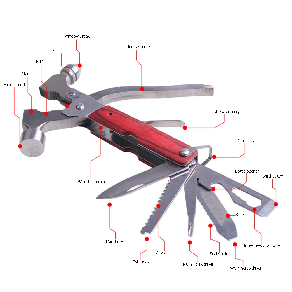 Multifunctional Hammer Hand Tool - Rhino Camping