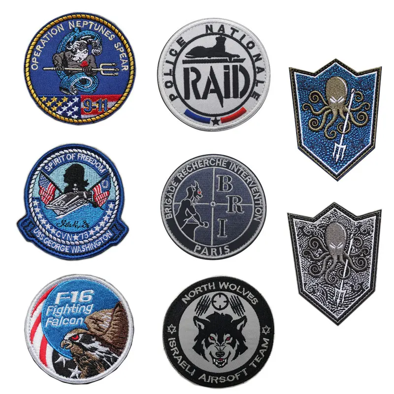 1set Embroidery Military Patches USA F16 Fighting Falcon Washington USS ...