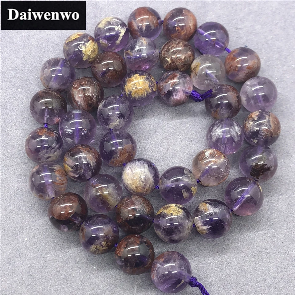 Purple-Phantom-Quartz-Crystal-Beads-6-12mm-Round-Natural-Loose-Stone ...