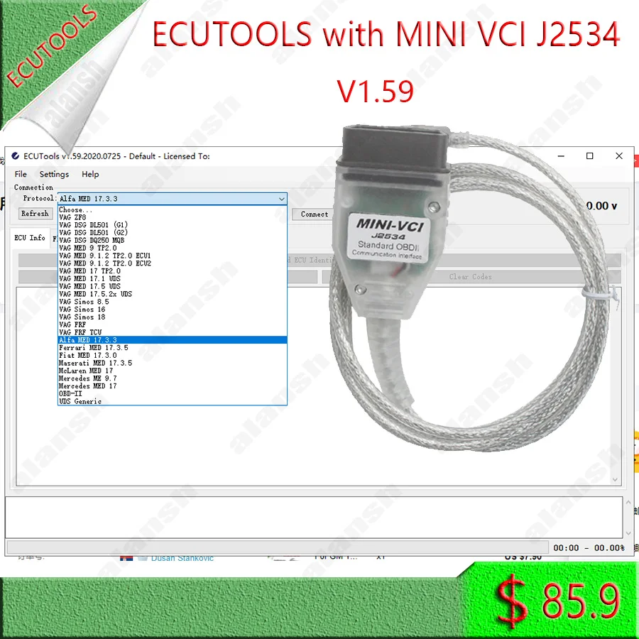ECUTools V1.59 Registered with MINI VCI J2534 OBD Programmer|Software ...