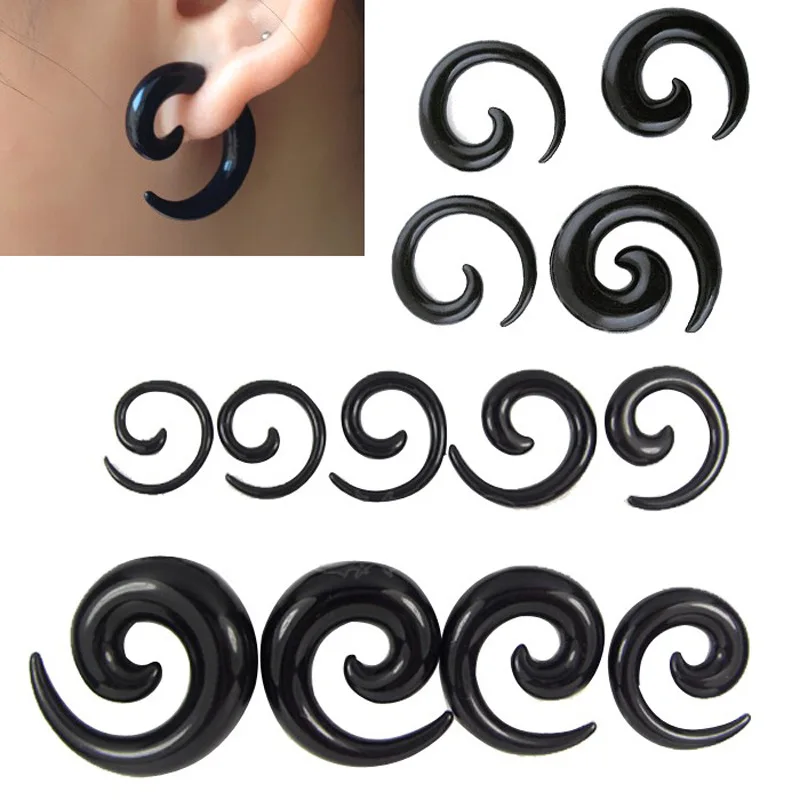 Acr-lico-de-gran-tama-o-negro-Caracol-oreja-expansi-n-oreja-punta ...