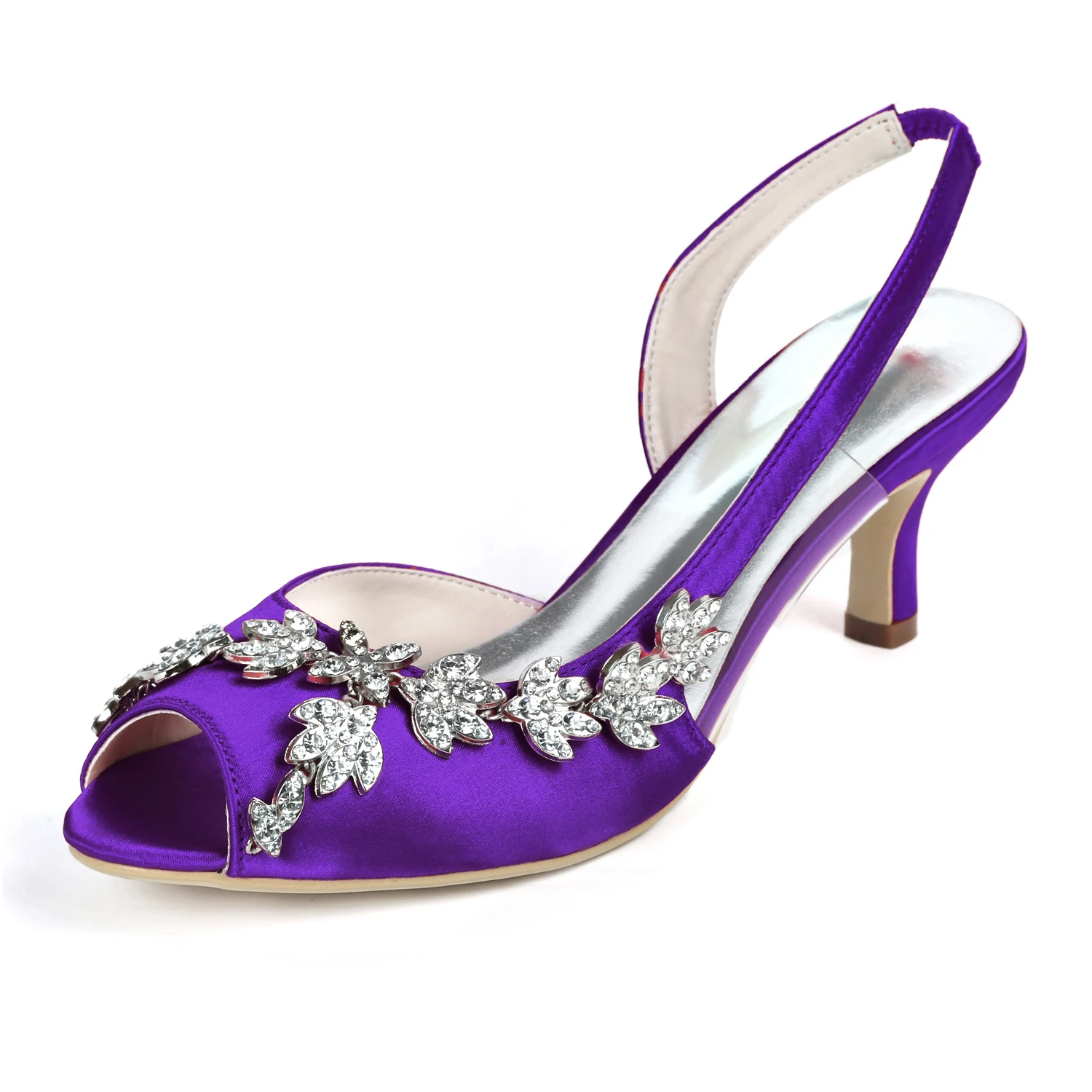 Elegant-open-toe-slingback-satin-evening-dress-shoes-w-flower-crystal ...