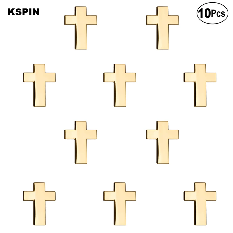 10pcs a lot Golden Cross Badge Lapel Pin Flag badge Brooch Pins Badges ...
