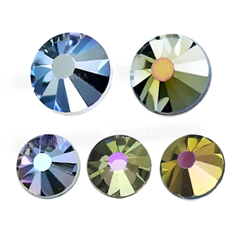 Pretty-Sky-Blue-Light-Gold-hot-fix-rhinestones-flat-back-crystal-strass ...