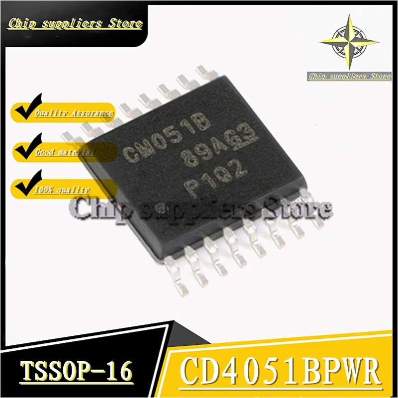 10PCS-CD4051BPWR-CM051B-TSSOP-16-Single-8-channel-analog-multiplexer ...