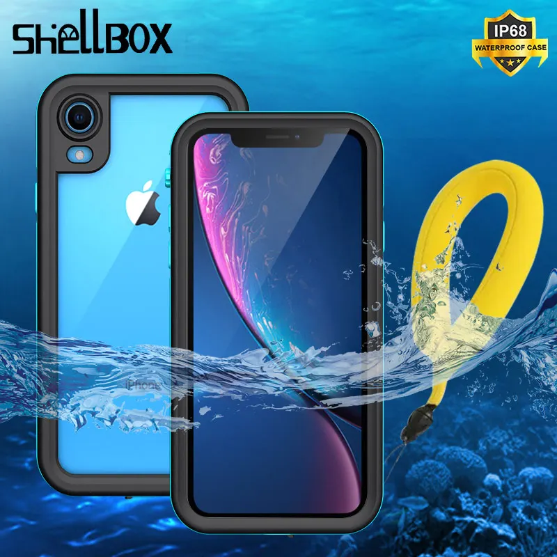 Shellbox ip68 caso à prova dip68 água para iphone 11 pro max x xs max claro 360 à prova de ...