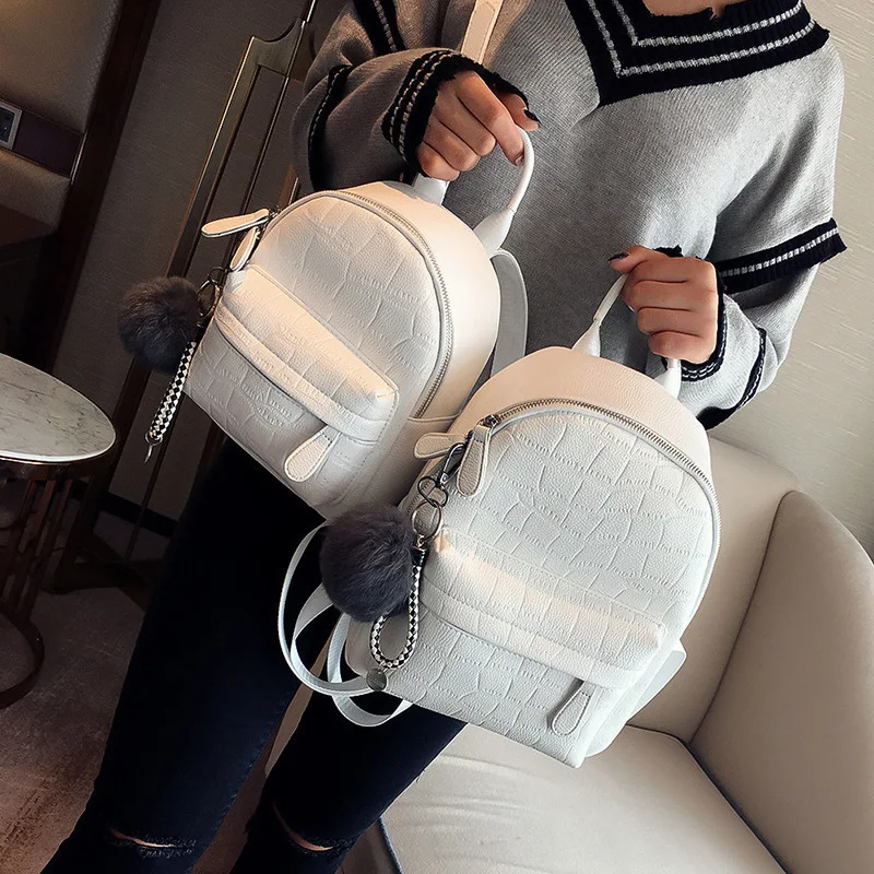 Mini-Backpacks-Women-PU-Leather-Cute-Small-Backpack-Female-White-Back ...