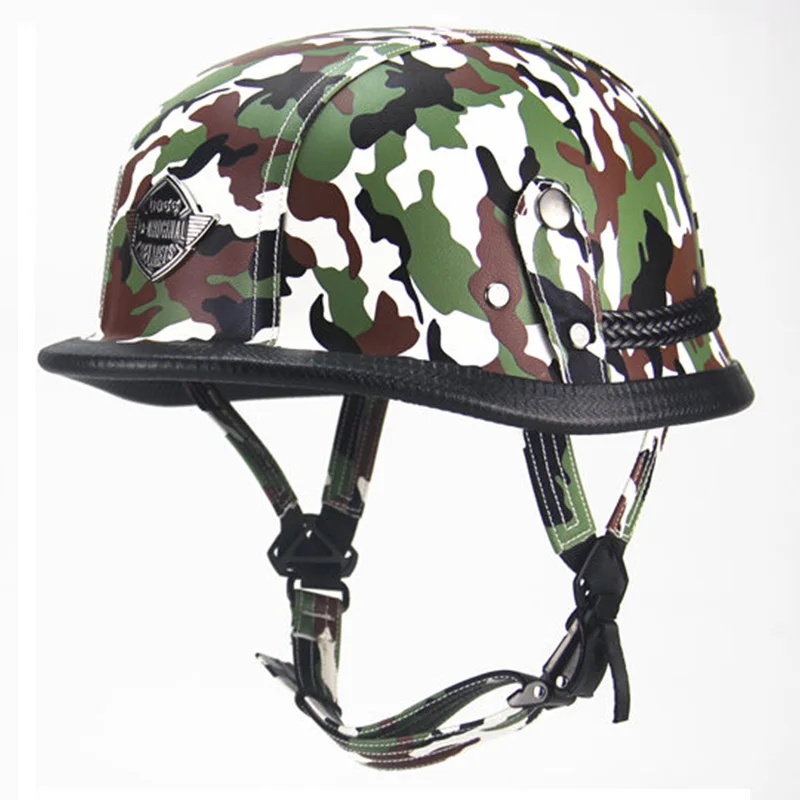 AHP Vintage Motorcycle Helmets Camouflage Germany Model Half Face Motor ...
