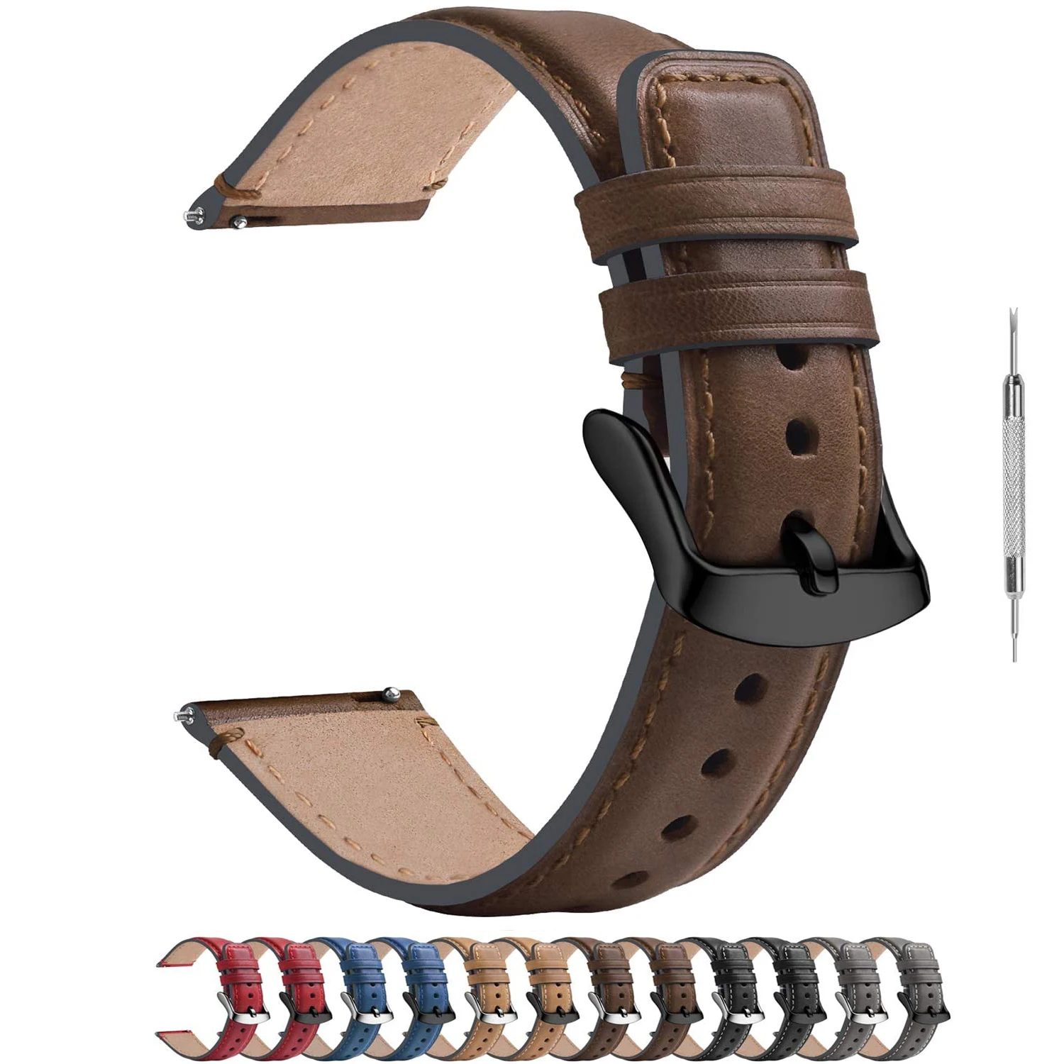 Fullmosa Yola 18/20/22mm Leather Watch Band Vintage Wristband Quick ...