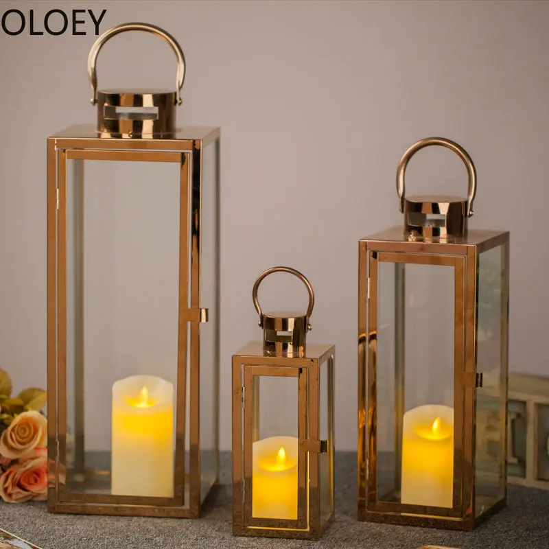 Nordic-Gold-Candle-Holder-Metal-Large-WindProof-Wind-Lamp-Wedding ...