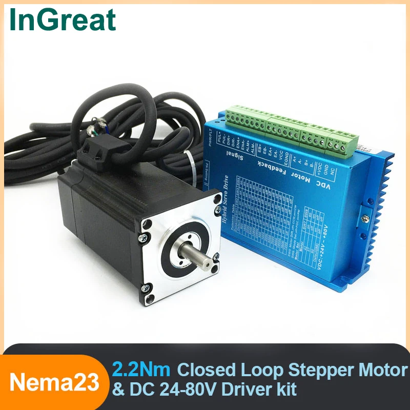 2.2nm Kit Nema23 57mm Closed Loop Stepper Motor 1.8degree 1000rpm 2ph & 24v-80v Dc Stepper ...