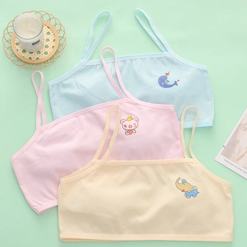 4 개몫 어린이 속옷 코 튼 여자 탱크 탑 캔디 컬러 Undershirt 여자 Singlet 아기 캐 쥬얼 브래지어 탑 스포츠