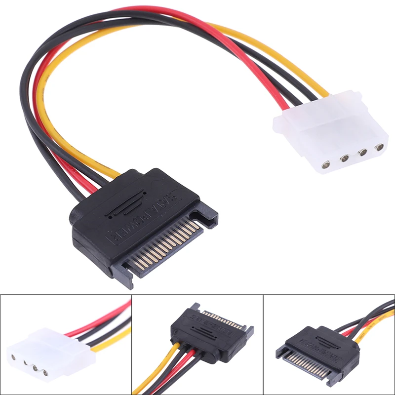 Sata To Ide Power Cable 15 Pin Sata Male To Molex Ide 4 Pin Female ...