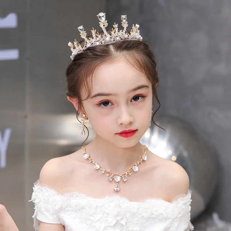 Fashion-Gold-Silver-Color-Kids-Tiaras-And-Crowns-Pearl-Children-Diadems ...
