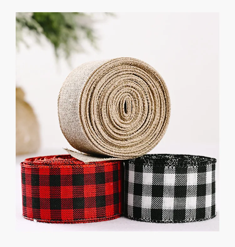 Coffret de décoration,Rubans de noël à carreaux rouges et noirs,2m ...