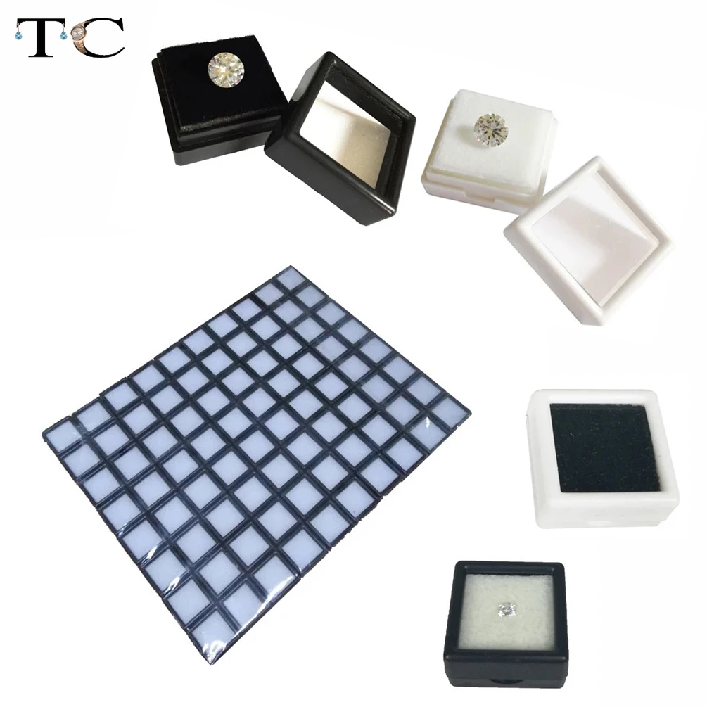 플라스틱 사각형 루즈 다이아몬드 디스플레이 패키지 박스 보석 케이스 블랙 폼 패드 비즈 펜던트 박스 쇼케이스 도매 80 개 332cm보석 포장 And 디스플레이