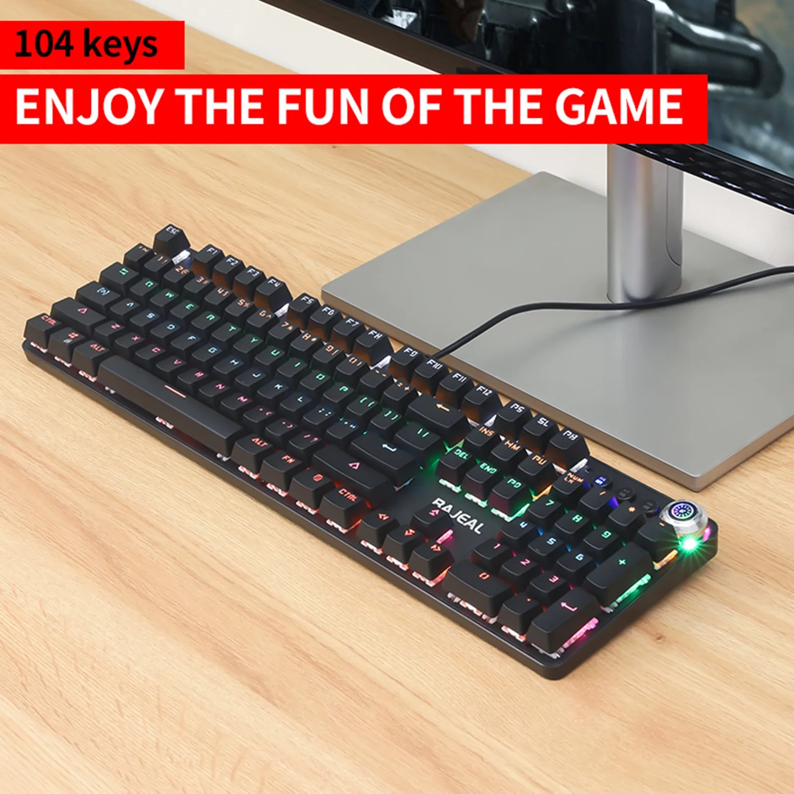 Mechanical-Gaming-Keyboard-Computer-Keyboard-Gamer-Knob-Multimedia-LED ...