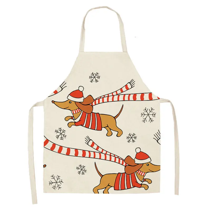 Bulldog Dachshund Pug Dog Printed Kitchen Apron for Woman Cotton Linen ...
