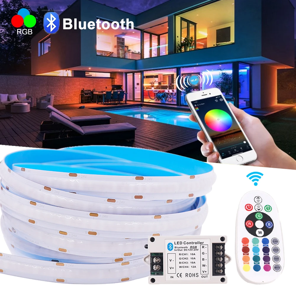 Rgb Fob Cob Led Strip 12v 24v 840 Leds High Indensity Bluetooth App ...