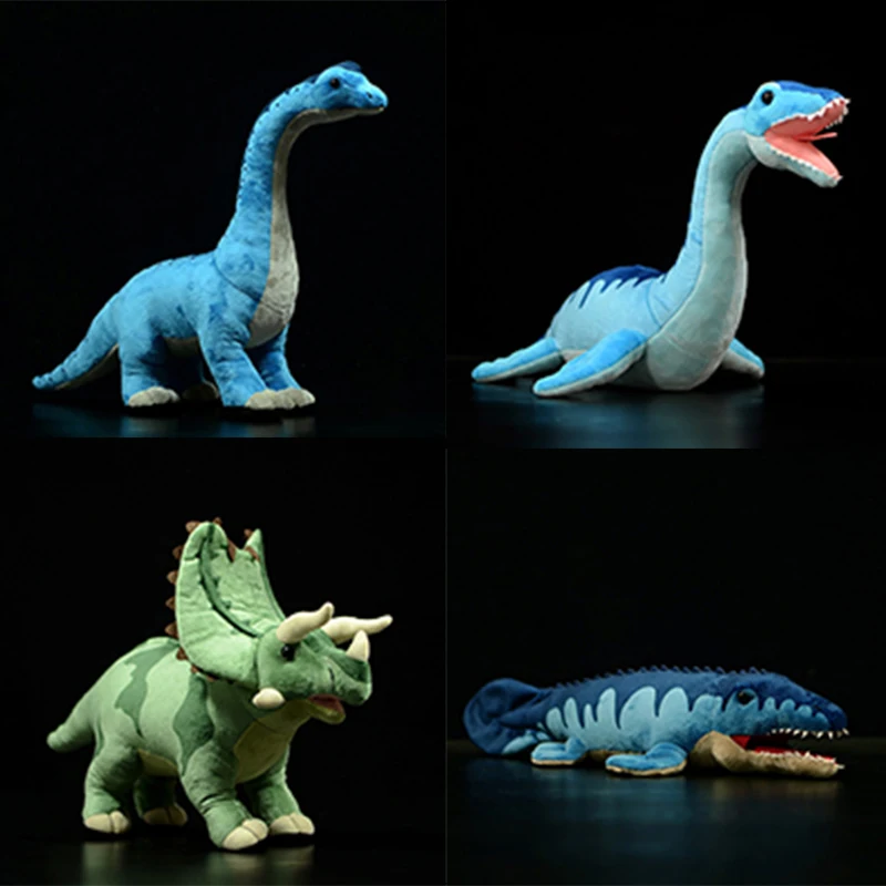 Soft Dinosaur Plush Toys Realistic Mosasaur Pentaceratops Plesiosaur ...