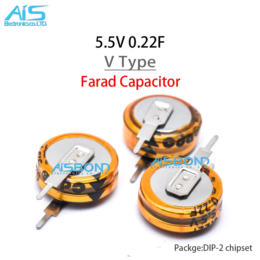 New V Type 5.5V Super capacitor 0.22F 0.33F 0.47F 1F 1.5F 4.0F 5.0F 0.047F Button Farad capacitor