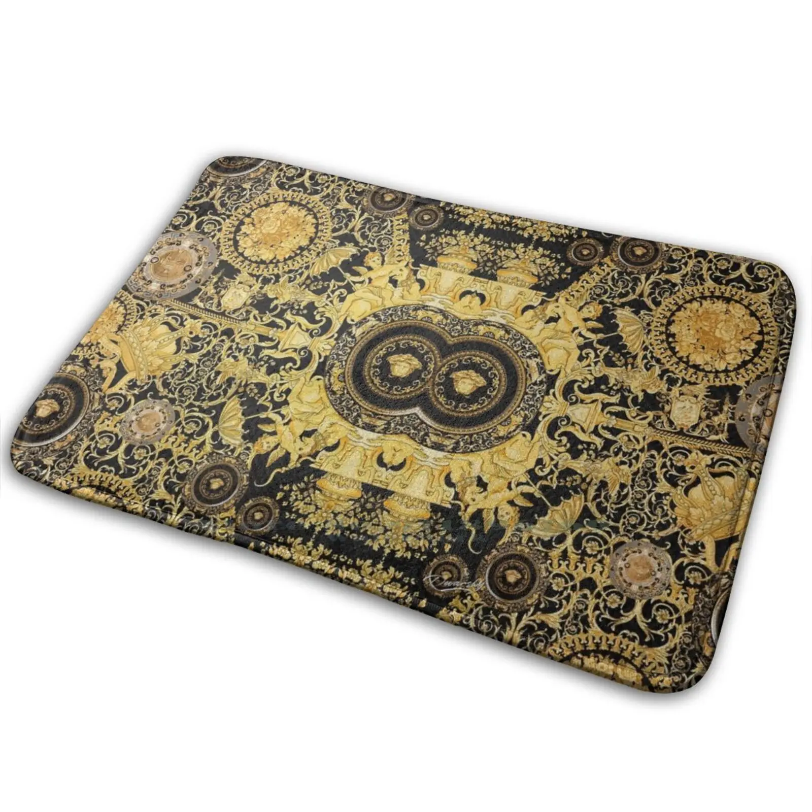 Alfombra decorativa de lujo estilo barroco y dorado, Felpudo decorativo ...