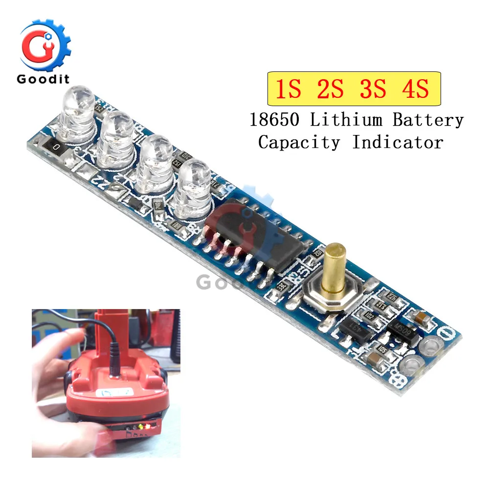 1s 2s 3s 4s 18650 Lithium Battery Capacity Indicator Tester Led Display ...