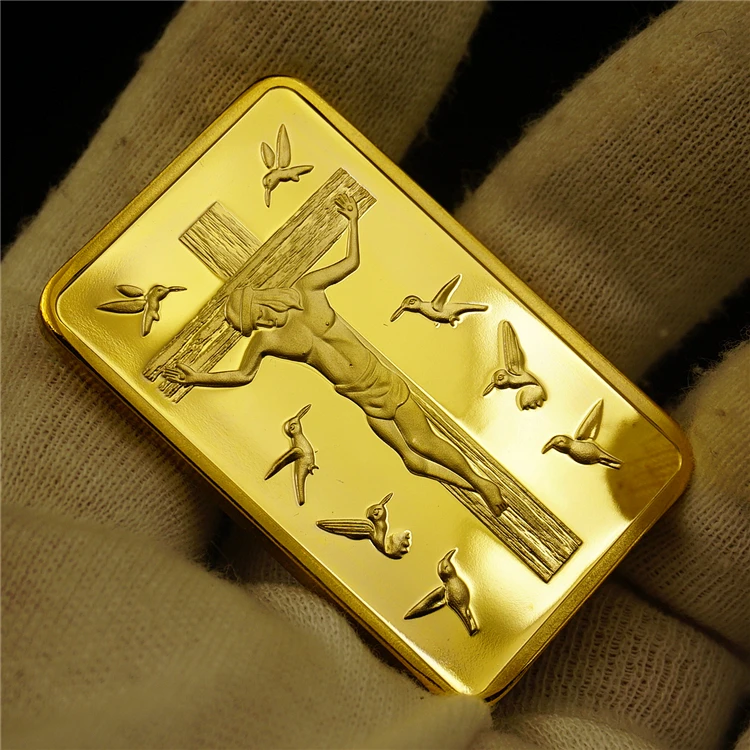 Christ Jesus Gold Bar Jesus&Angel 1 OZ Gold Replica 999 Gold Clad ...