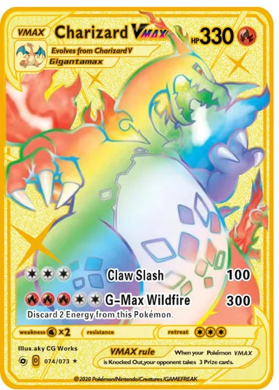 English Gold Cards Metal Card Vmax V Max Pikachu Charizard Rainbow ...