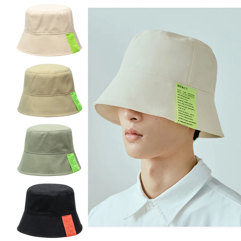 Label Bucket Hat For Women And Men Hip Hop Letter Solid Color Fisherman ...