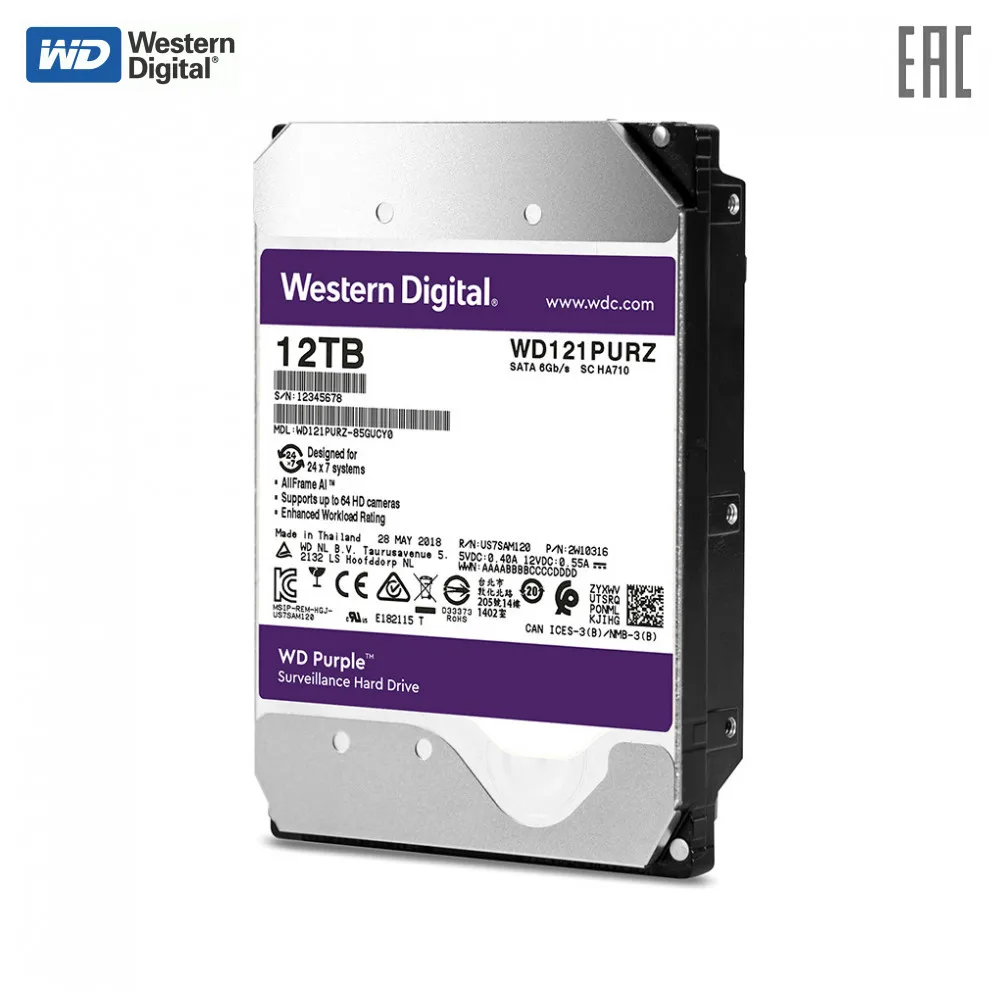Internal Hard Drives Western Digital WD121PURZ HDD Winchester Computer ...