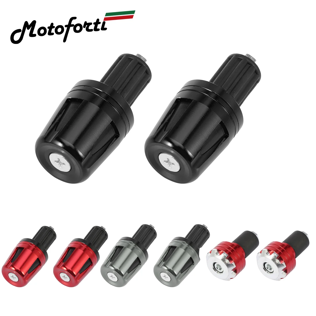 Motoforti Universal 16mm 17mm Aluminum Alloy Hand Grips Handlebar End ...