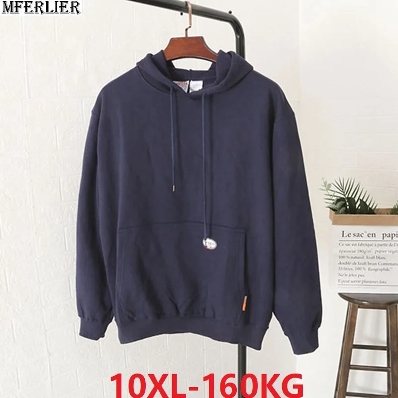 Зимняя мужская толстовка с капюшоном, Флисовая теплая толстовка 8XL 10XL, хлопковая спортивная ...