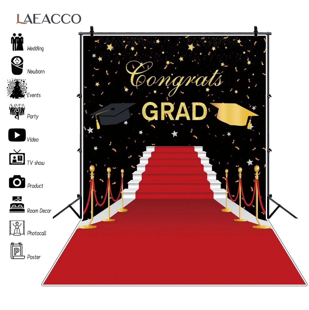 Congratulations-Graduation-Red-Carpet-Stage-Photography-Backdrop-Happy ...