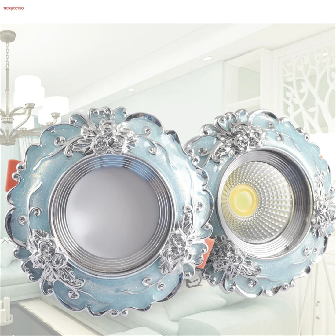 Mediterranean-Blue-Resin-Silver-Rose-Led-Downlights-3W-5W-7W-110V-220V ...