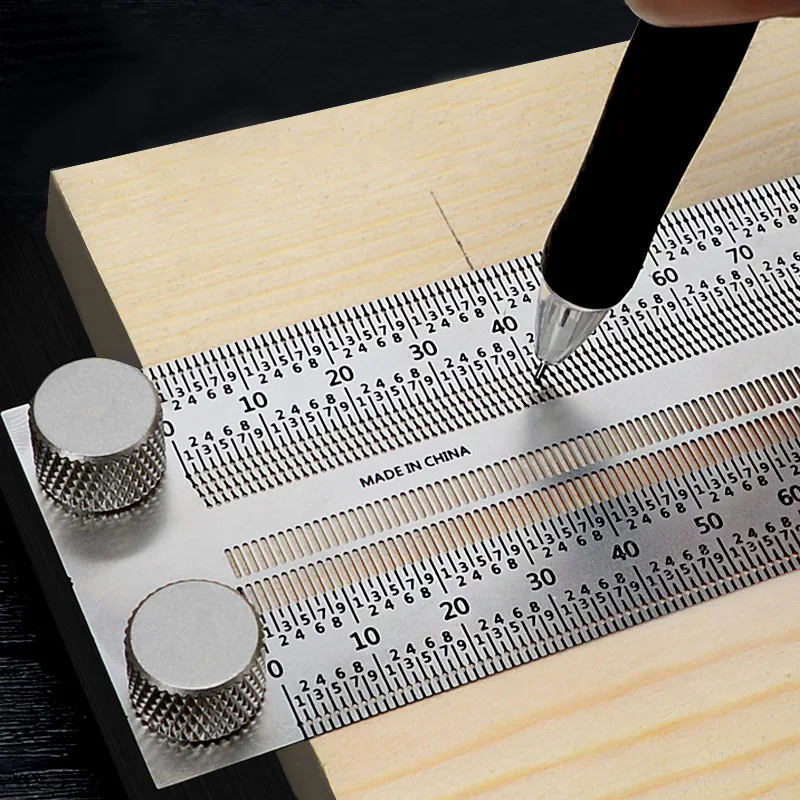 Precision Scribing T-Rule Woodworking Ruler Stainless Steel Positioning ...