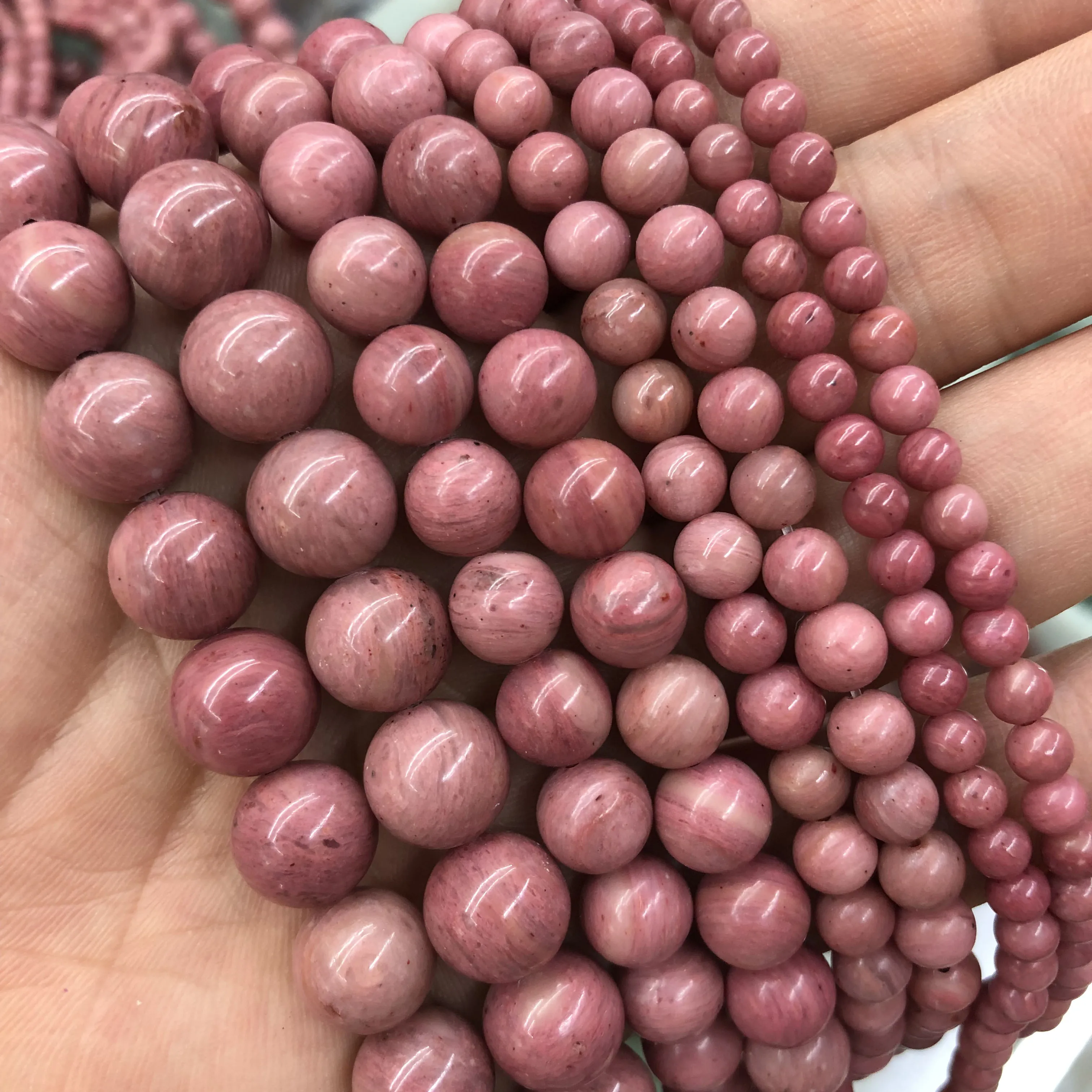 Free-Shipping-A-Natural-Rhodochrosite-Stone-Rhodonite-Round-Loose-Beads ...
