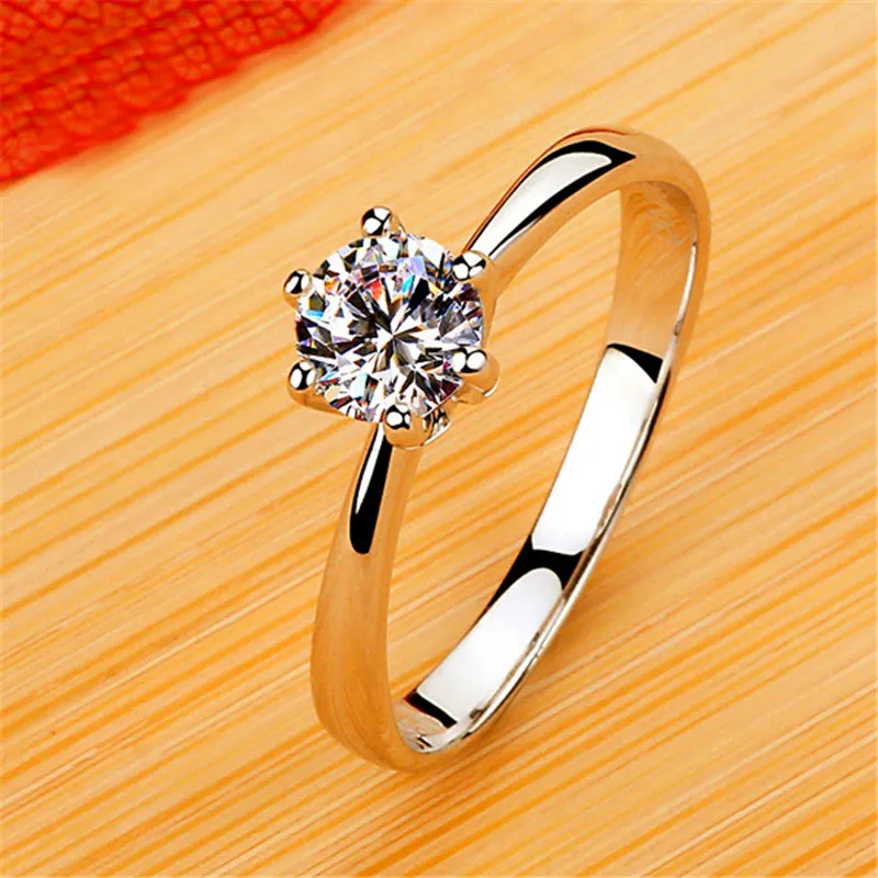 Luxury Female Small AAA Zircon Stone Ring Real 925 Sterling Silver ...