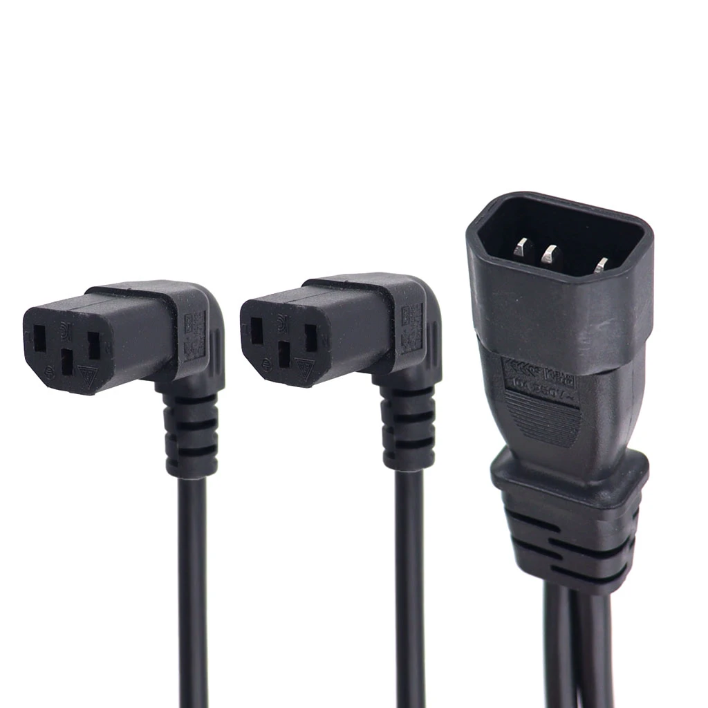 Up Angle Power Y Type Splitter Cable Single IEC 320 C14 Male to Dual ...