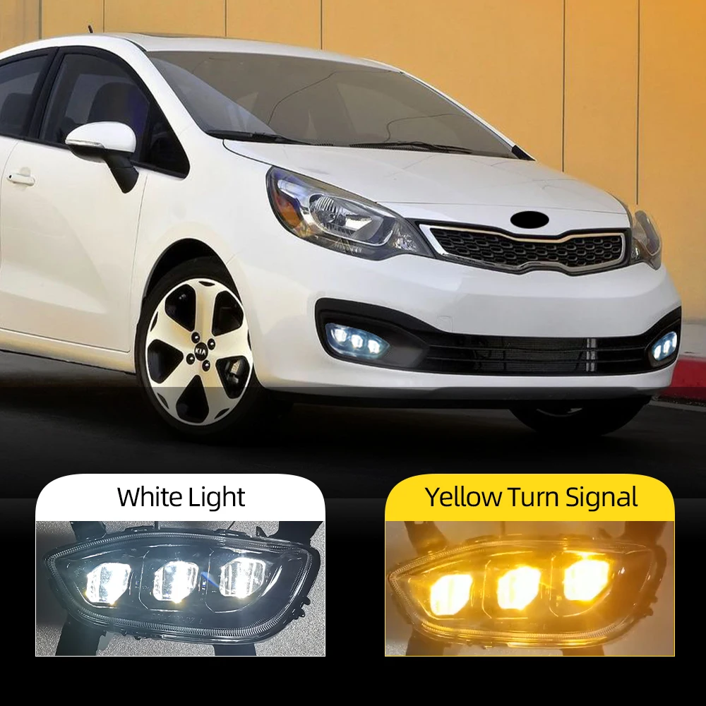2PCS-For-KIA-RIO-2012-2013-2014-2015-Car-Daytime-Running-Light-Fog ...