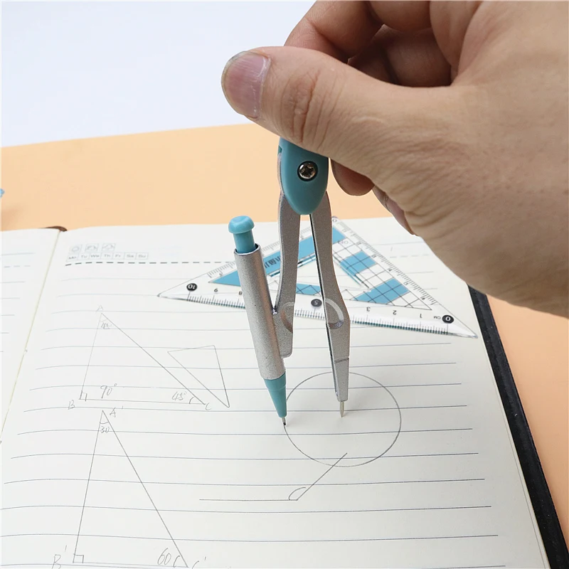 Regle - equerre,Règle de boîte en métal,7 pièces,boussole,gomme ...