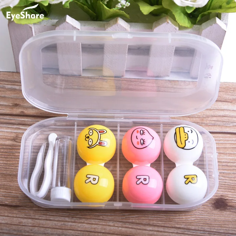 3 Pairs Set Lens Case with Stick Mirror Contact Lens Partner Container ...