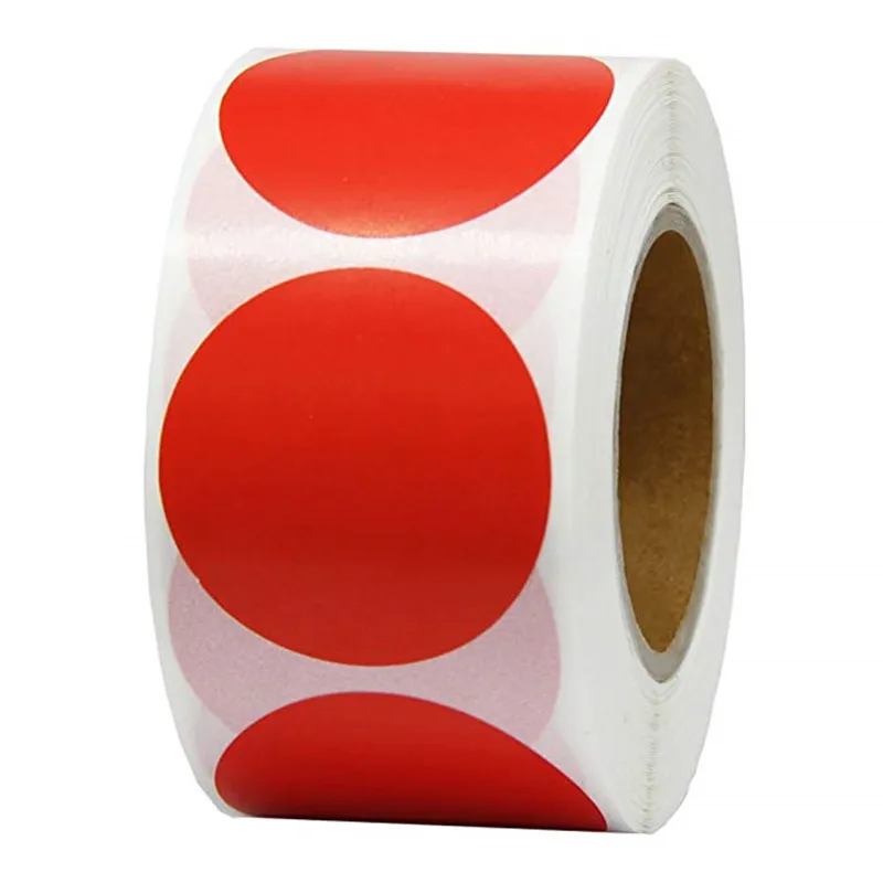 Stickers Custom Labels Red 500pcs/roll 1inch Material Shape Color ...