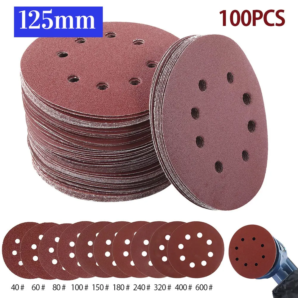 10pcs 5inch 125mm Round Sandpaper | 5 Inch Sanding Disk Sand Paper - 60 ...