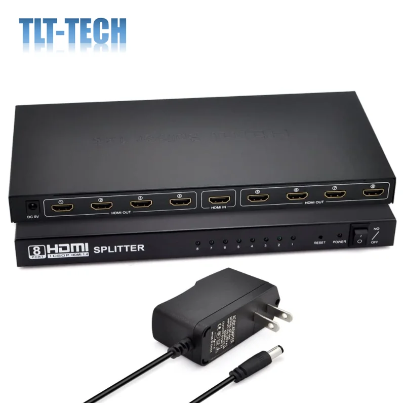 8 Port Hdmi Splitter 1x8 Switch Amplify V1.4 1080p 3d Video Audio Stb ...