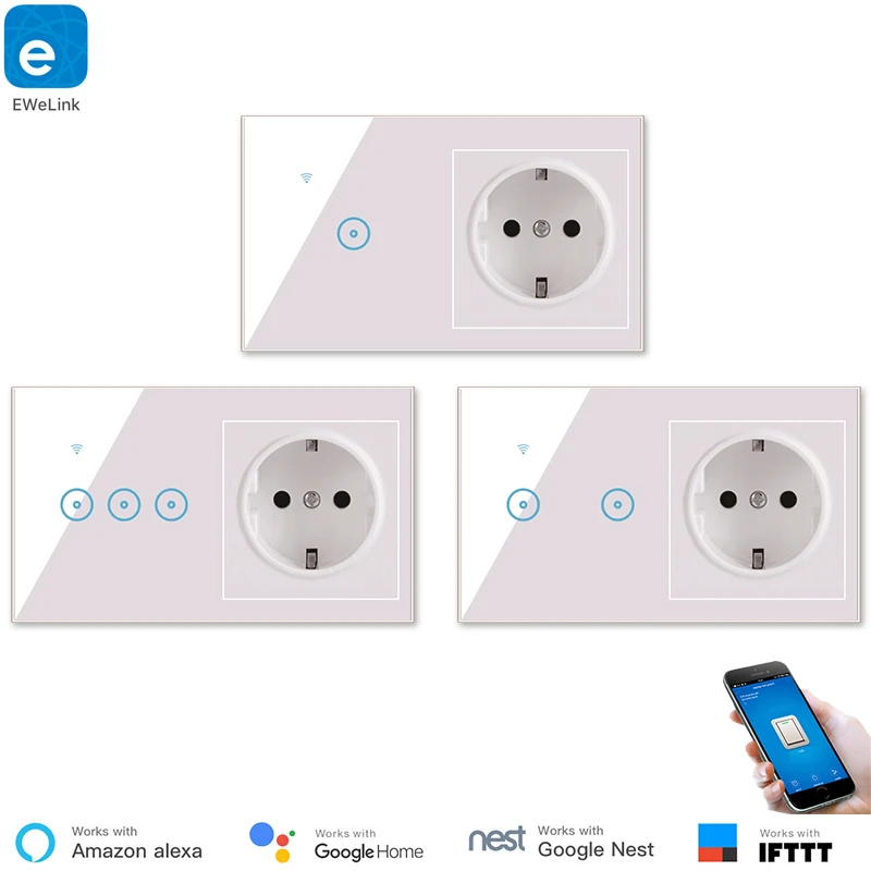 Ewelink Wifi Wall Switch Socket Eu Plug Smart Remote App Control Smart ...